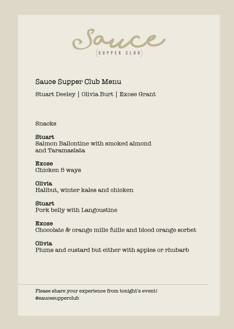 MASTERCHEF MENU - Sauce Supper Club